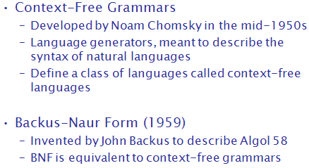 BNF description / grammar